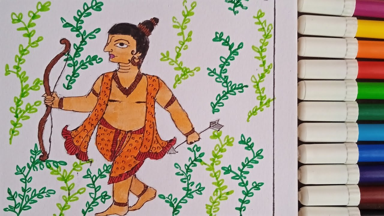 How to draw s Pattachitra Painting : Sri Ram | FORMS OF ART | - YouTube