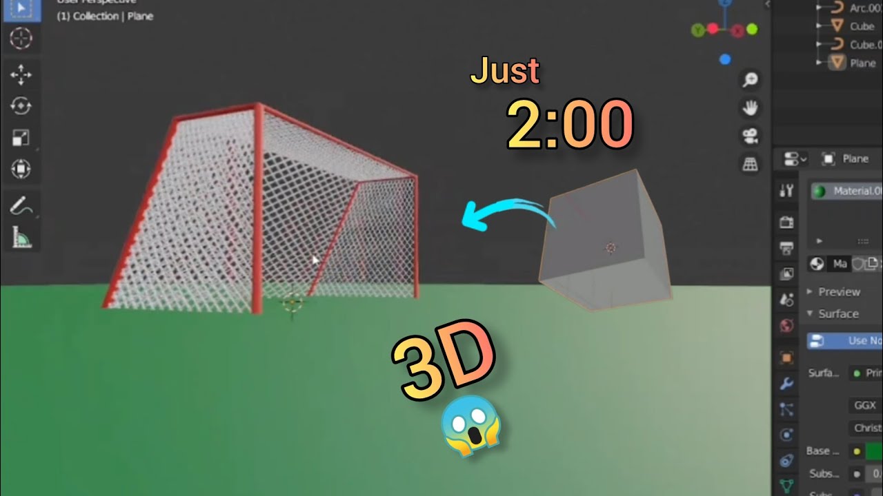 How to create football goal net in 3d blender | Blender tutorial #3d ...