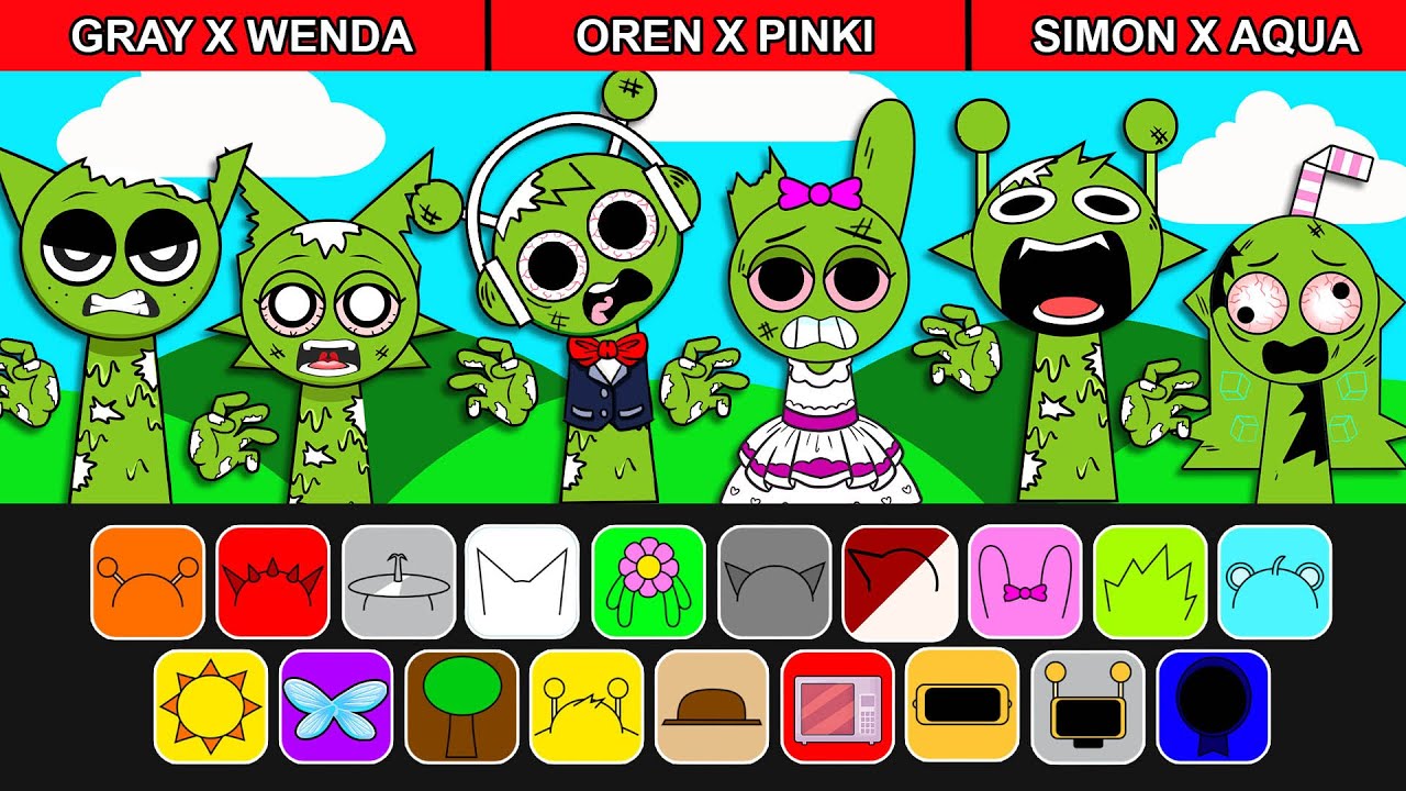 🔴 SPRUNKI LOVE STORY! 3 Zombie Weddings: Gray x Wenda, Oren x Pinki ...