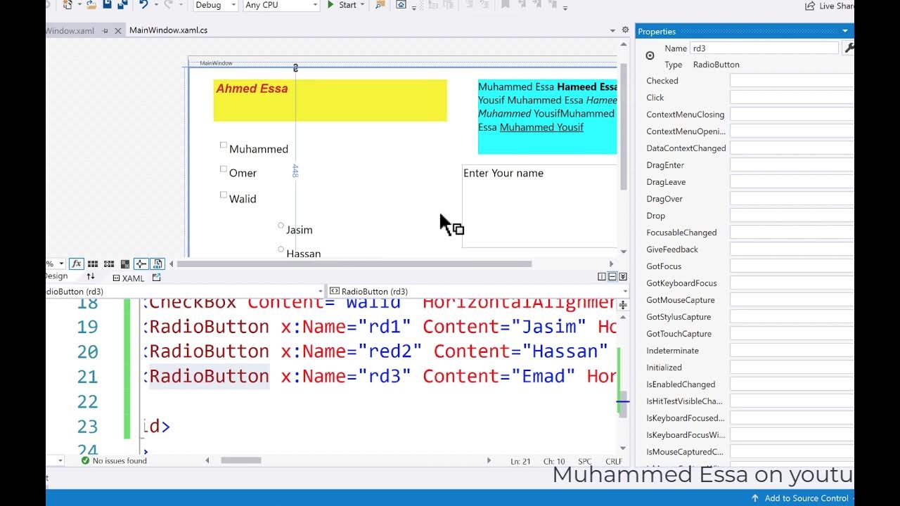99 C# C Sharp WPF GUI RadioButton control - YouTube