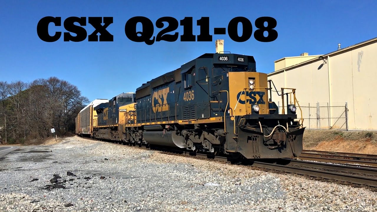 CSXT 4036 SD40-3 Leads CSX Q211-08 Southbound at CP North Elizabeth in Marietta, GA - YouTube