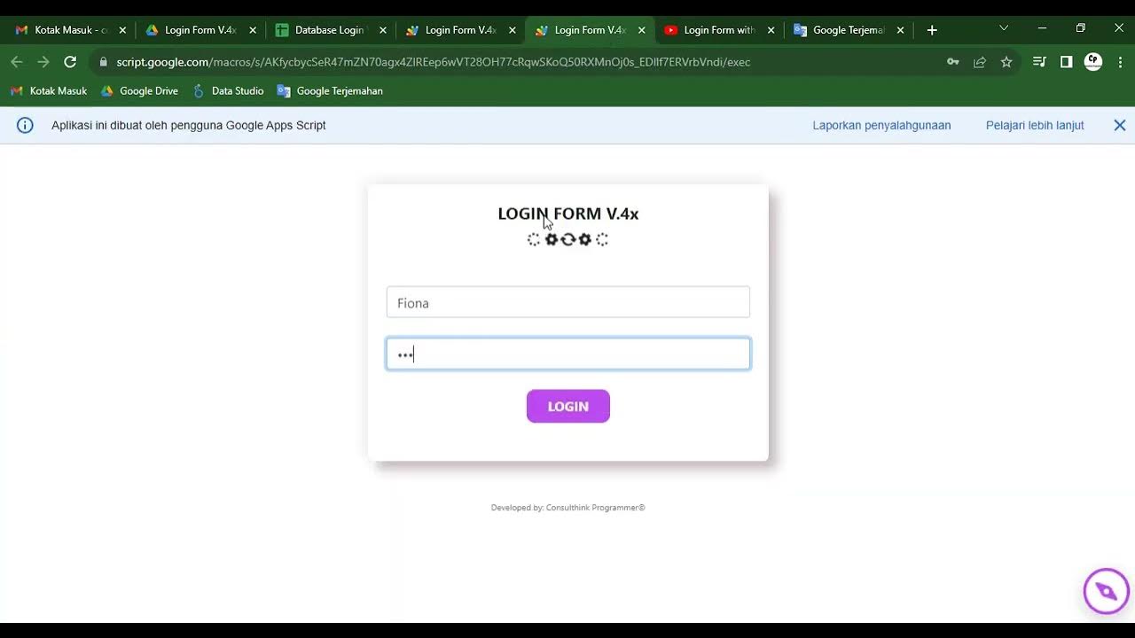 Login Form with Google Apps Script - Login Form V.4x | Responsive | Datatables Plug-in (Member ...