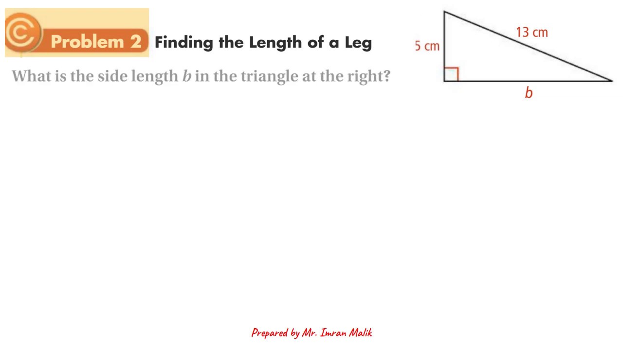 10 1 Example 2 | Finding the length of Leg - YouTube