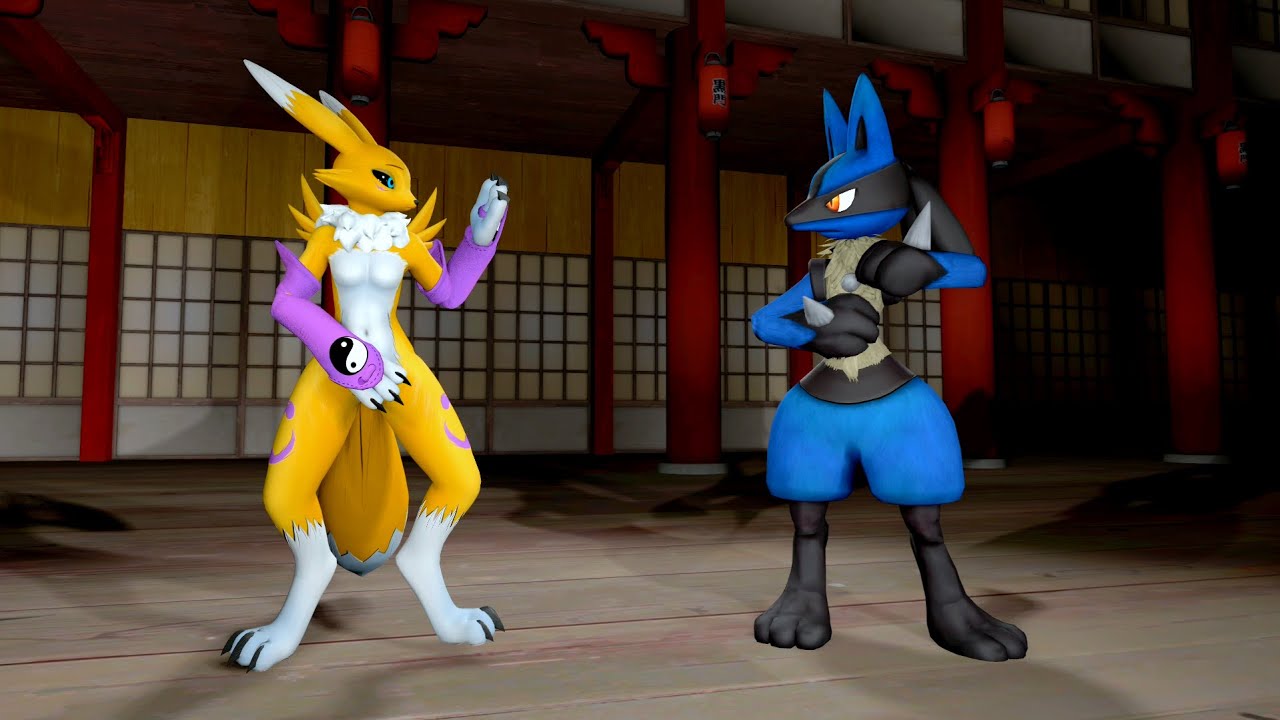 Renamon and Lucario Fight test - YouTube