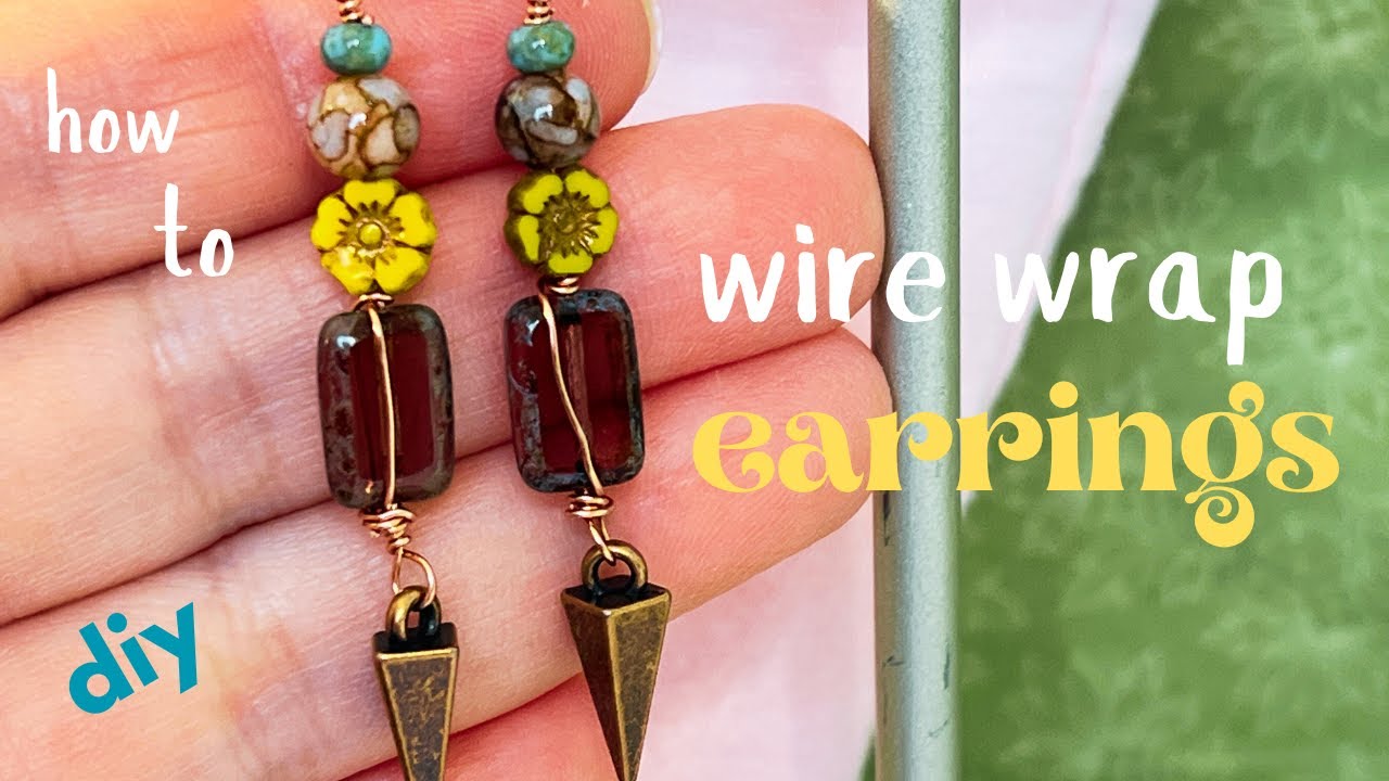 Wire wrapping jewelry tutorial how to make earrings at home - YouTube