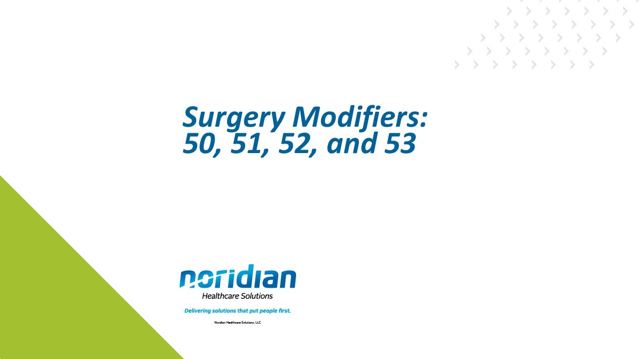 Surgery Modifiers 50 51 52 And 53 YouTube