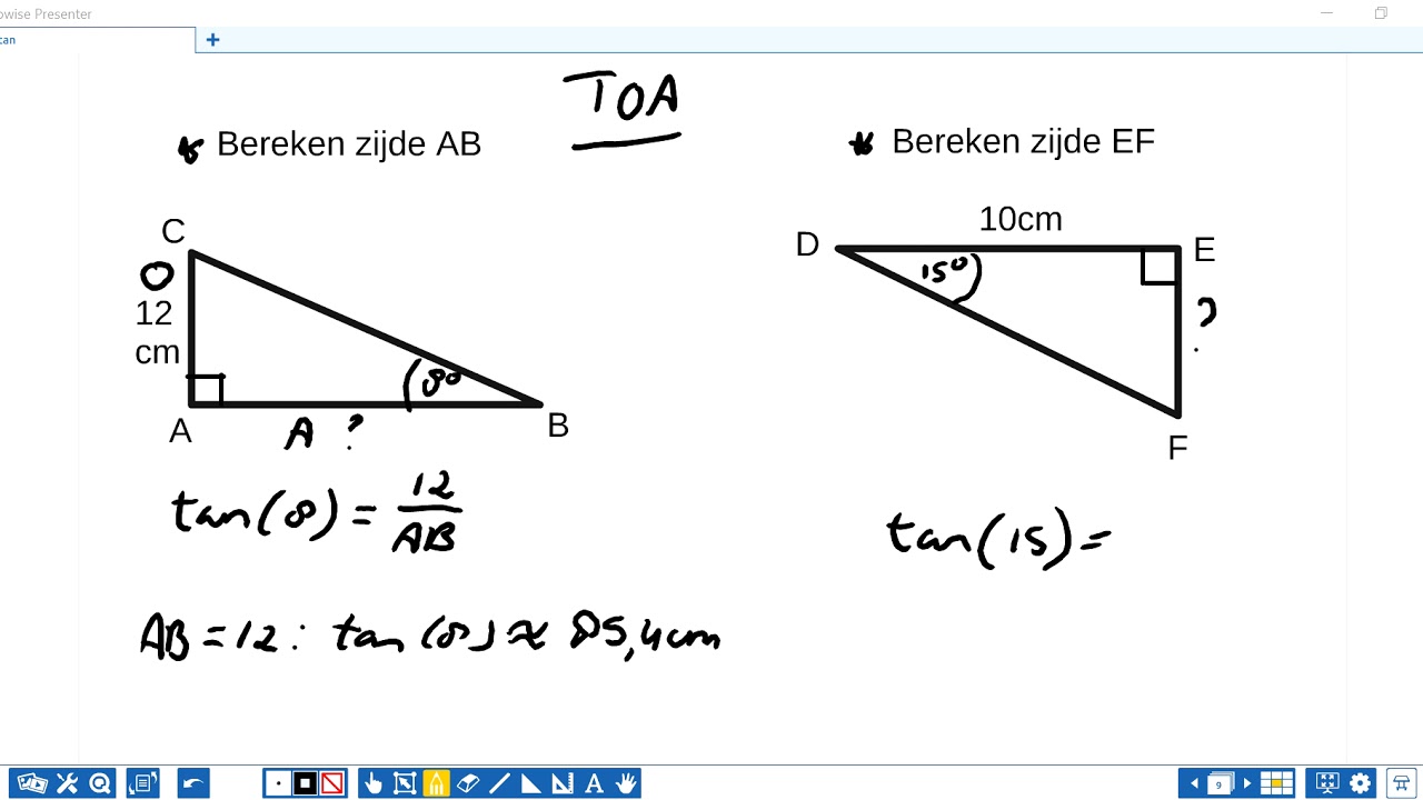 tangens zijde berekenen 2 voorbeelden toa - YouTube