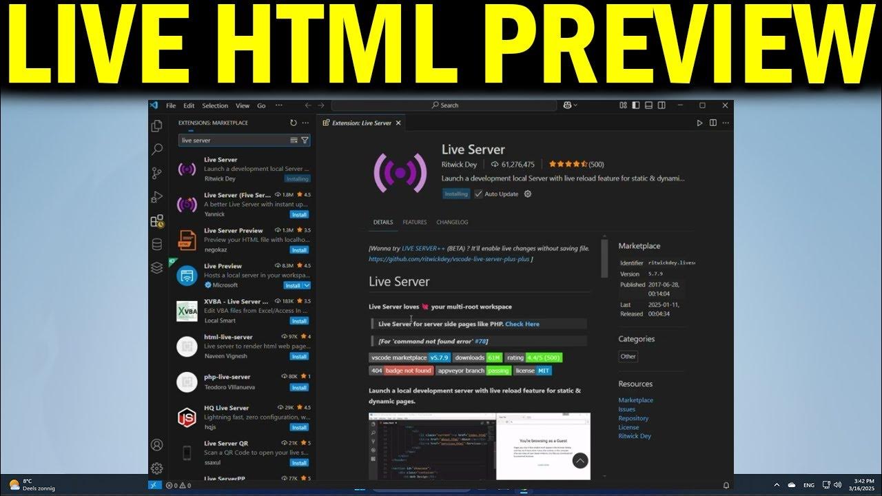 How To Get Live HTML Preview in VSCode - YouTube