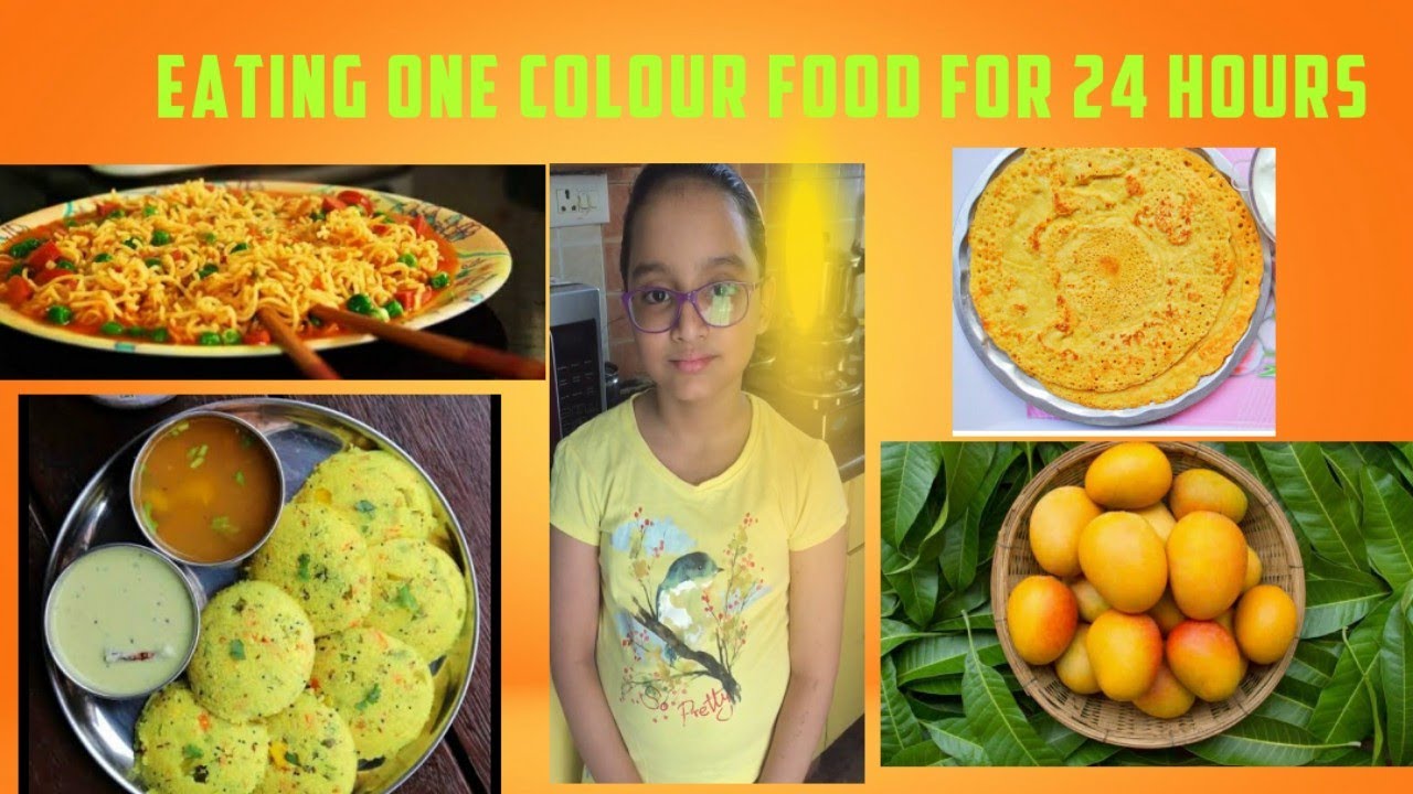 Challenge//Eating only one colour food for 24 hours//yellow food 💛💛 ...
