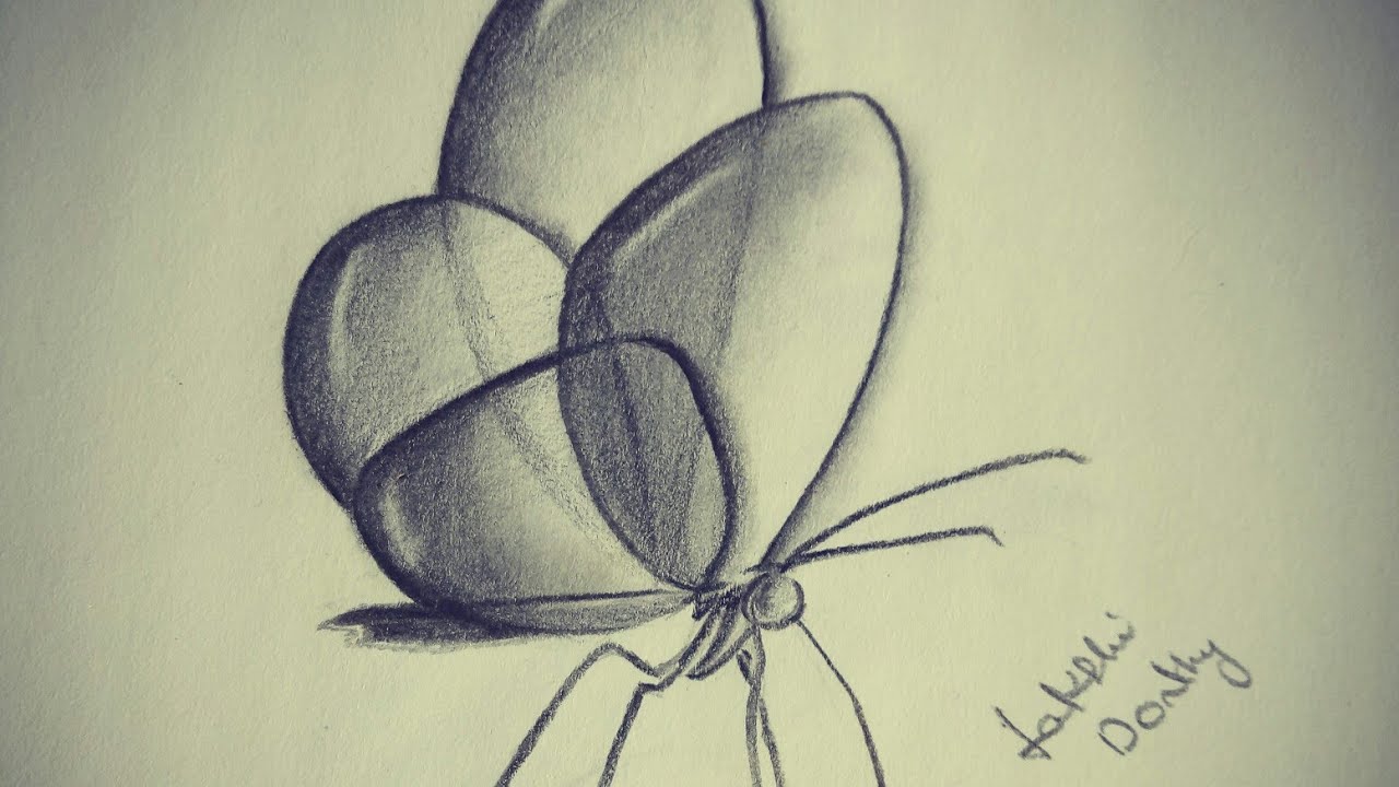 Pencil shading for beginners, (butterfly sketch) - YouTube
