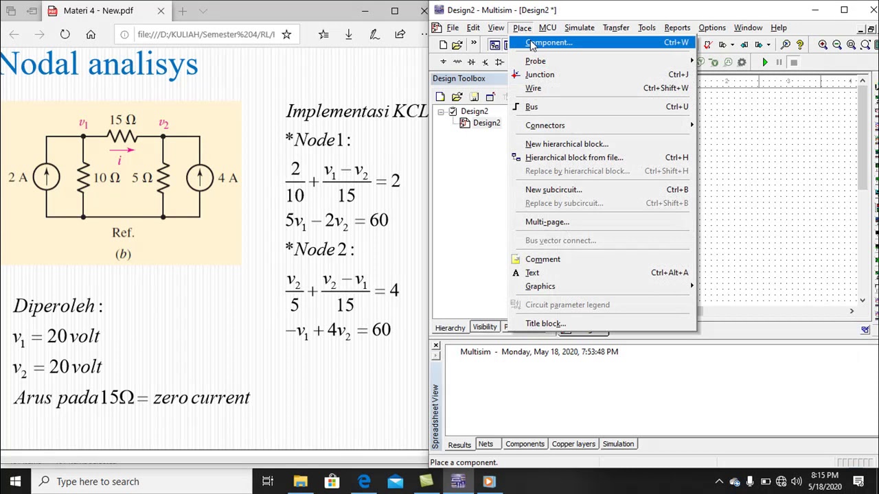 MULTISIM_PRAKTIKUM RANGKAIAN LISTRIK_NODAL ANALYSIS - YouTube