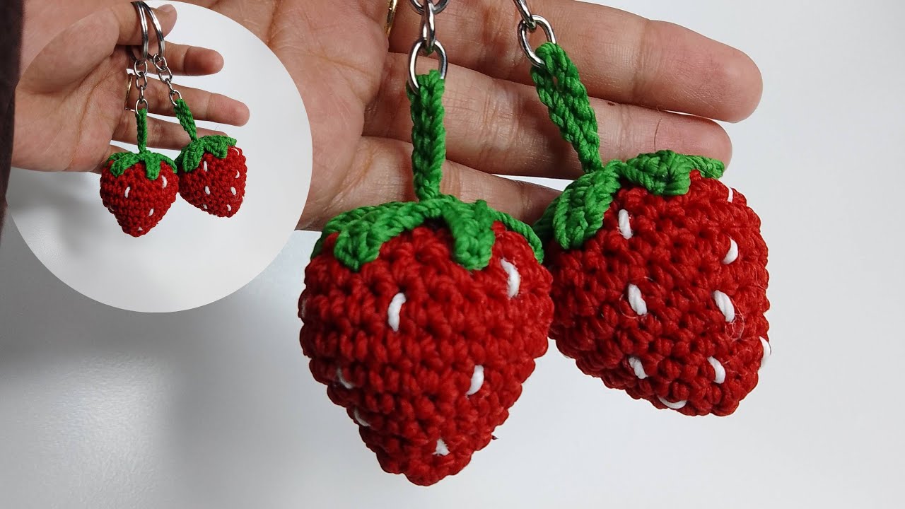 DIY Gantungan Kunci Amigurumi Strawberry || Crochet Keychain Amigurumi ...