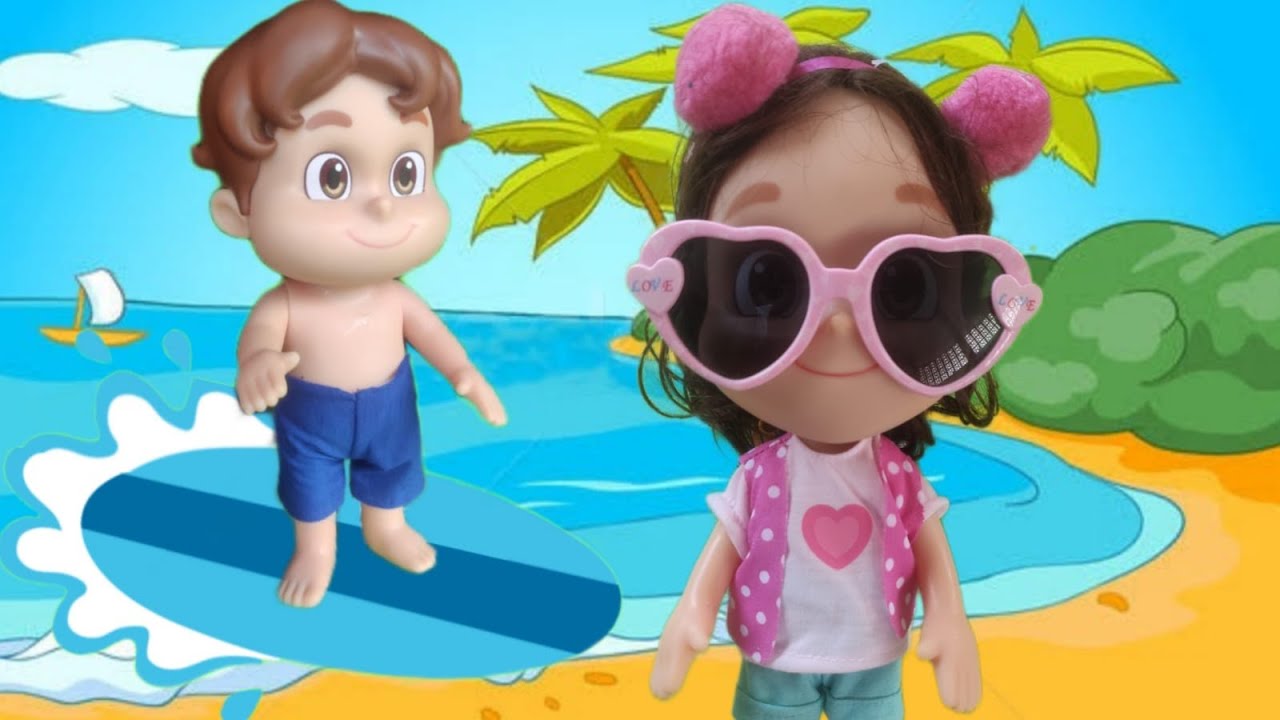 UM DIA DIVERTIDO NA PRAIA ♥ A fun day on the beach! Com os Bonecos ...