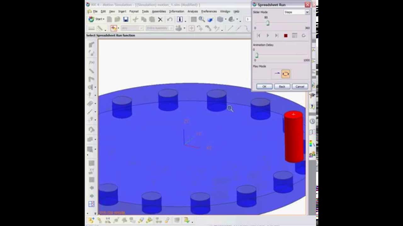 Unigraphics (UG) NX4 Motion Simulation using Spreadsheet Run - YouTube
