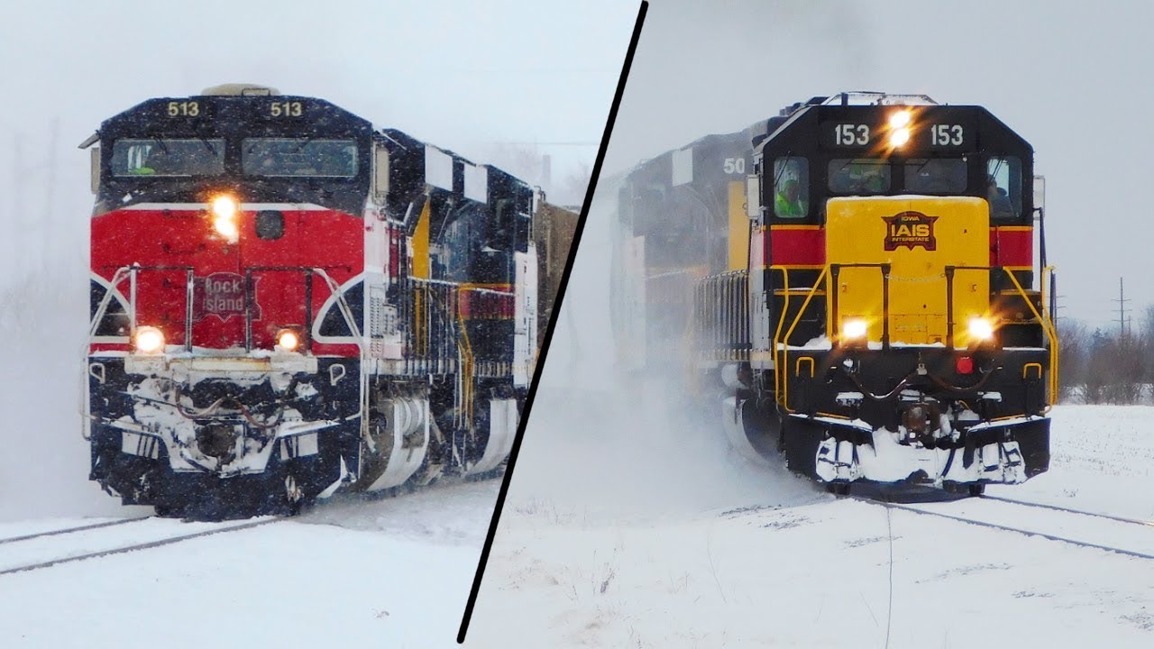 Railfanning the Iowa Interstate in the Snow - IAIS 153, IAIS 513, and a ...