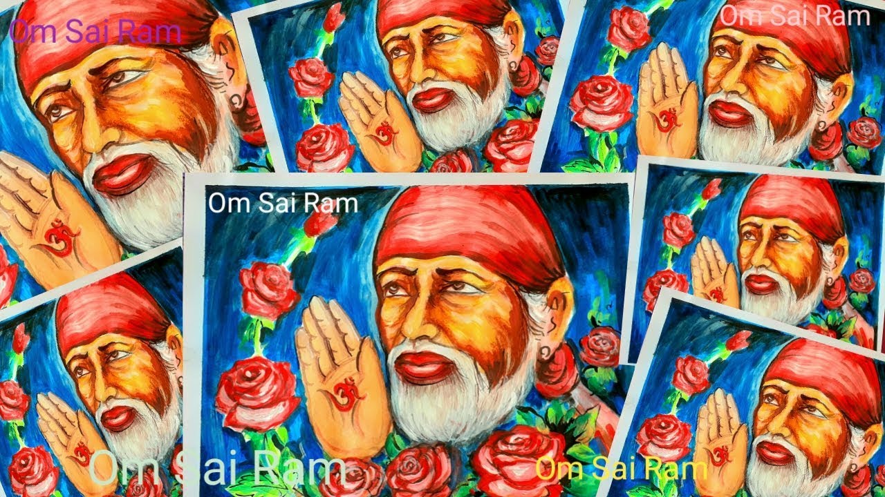 Sai baba art/ acrilyc water colour painting - YouTube