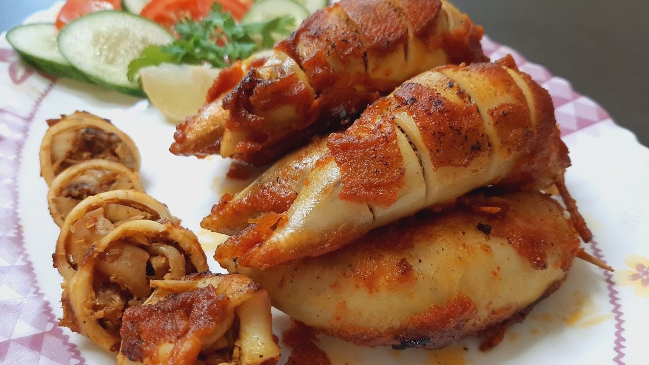 How to make Stuffed Squid Recipe | Stuffed Calamari Masala | Koonthal ...