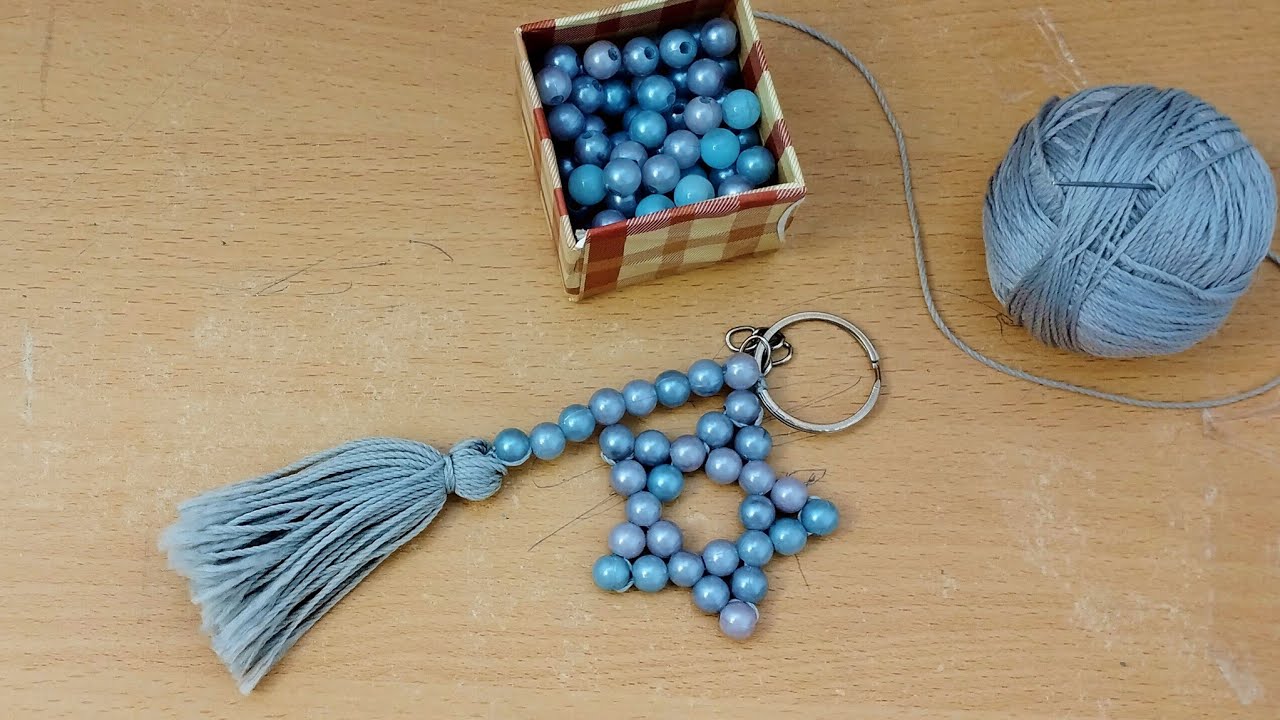 🌟Making a handmade star keychain step by step⭐ | Pearl Keychain ...
