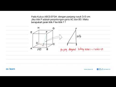 Pada Kubus ABCD.EFGH. dengan panjang rusuk 2 akar(3) cm. Jika titik P ...