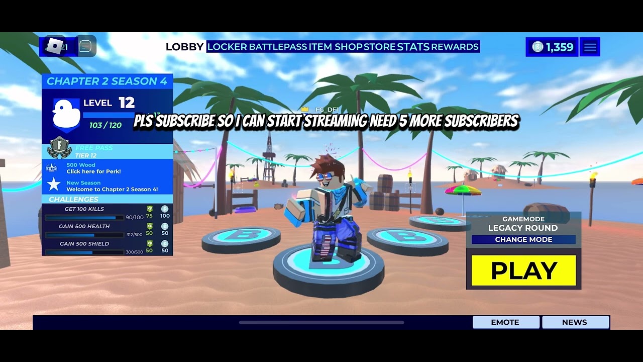 Starting fortblox content Roblox I need 5 more subs before I can start ...