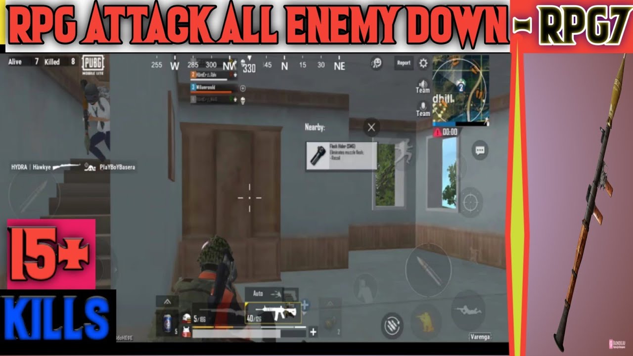 15 kills full rush| rpg gameplay| rpg attack all enemy down| pubg lite ...