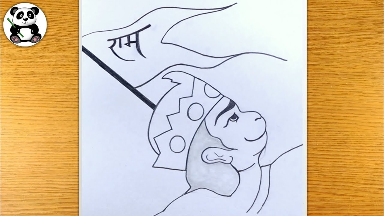 Hanuman ji with ram god flag pencil drawing | diwali drawing | Ramaya ...