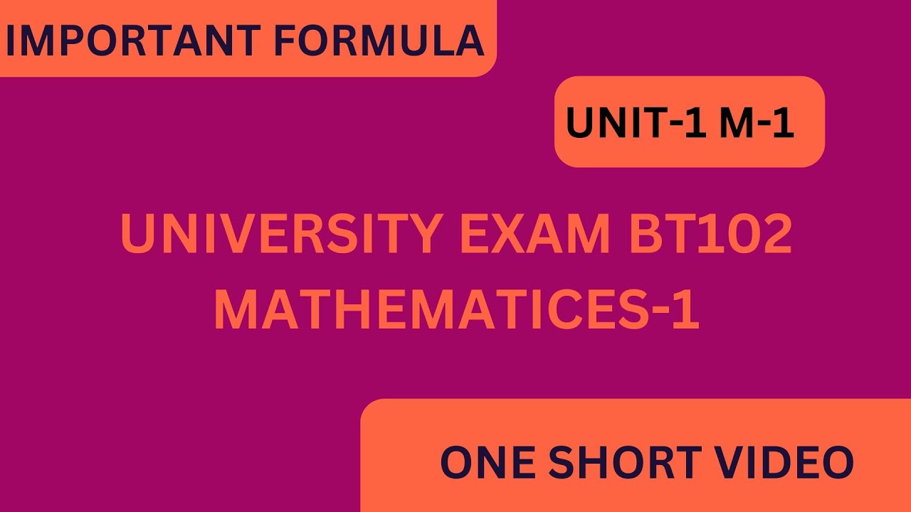 Lec 1 | Formula | Unit-1| Mathematics 1 (M-1) RGPV B.Tech 1nd Year 1rd ...