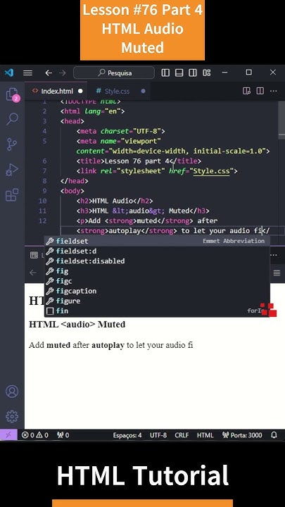 Html Tutorial Lesson 76 Html Audio Muted Part 4 Html5 Htmltutorial Python Js Css Php 