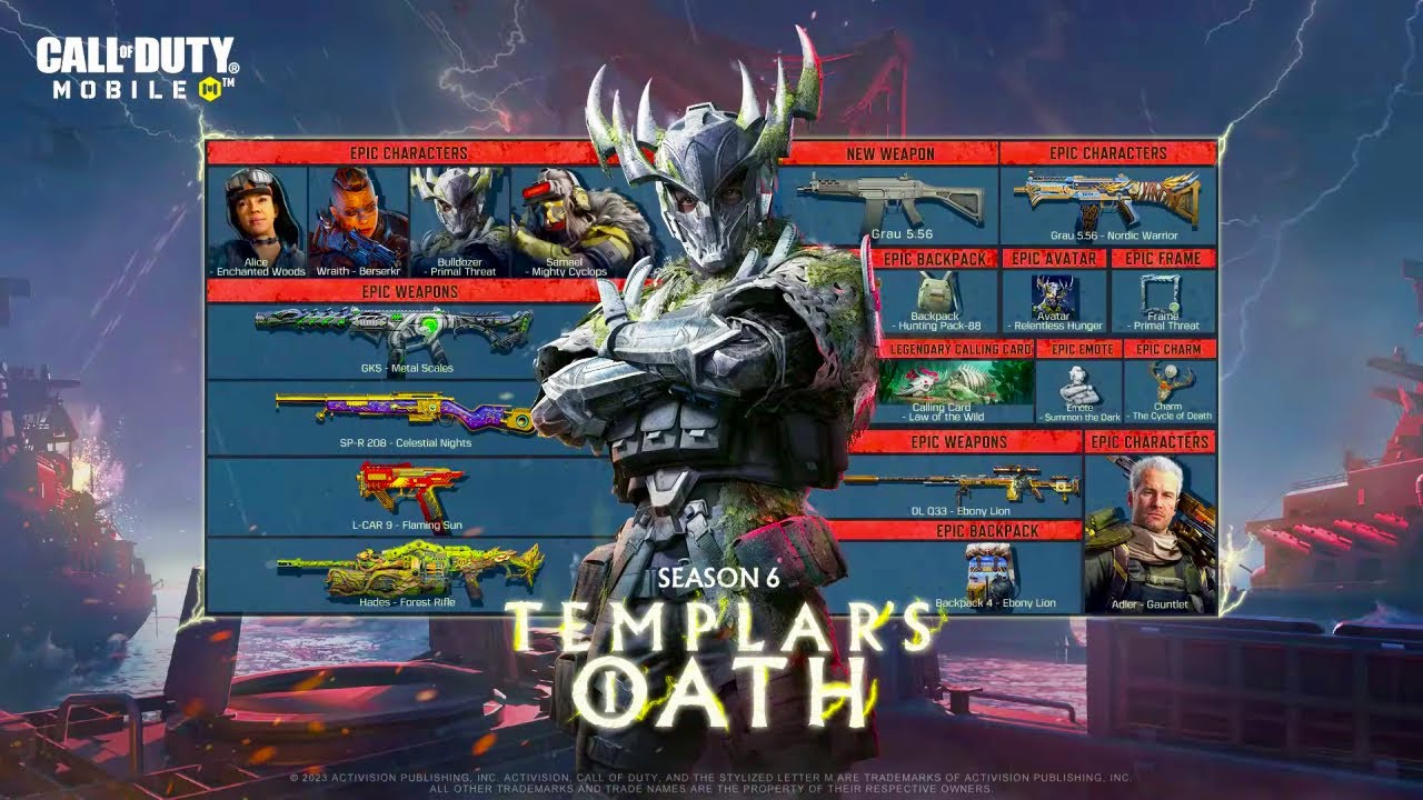🔥Battle Pass Trailer | Season 6 - Templar's Oath All BP Characters ...