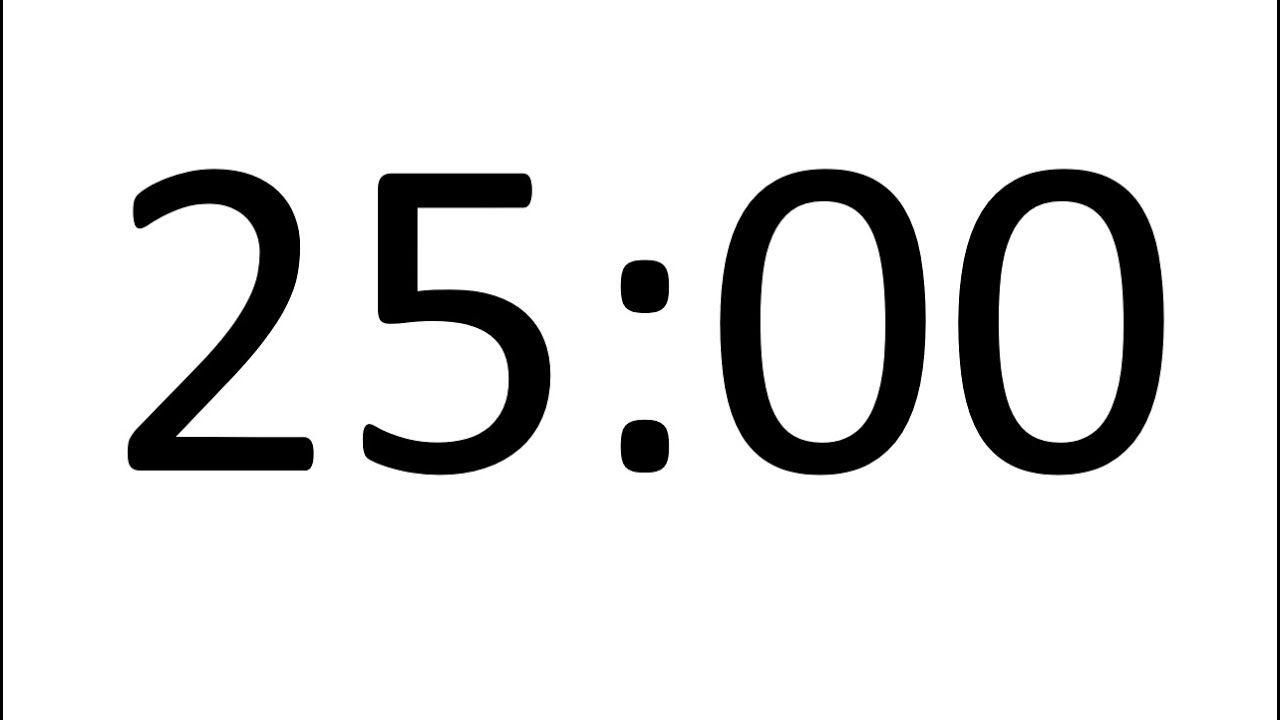 25 Minute Timer Black and White for the Classroom or Home - YouTube