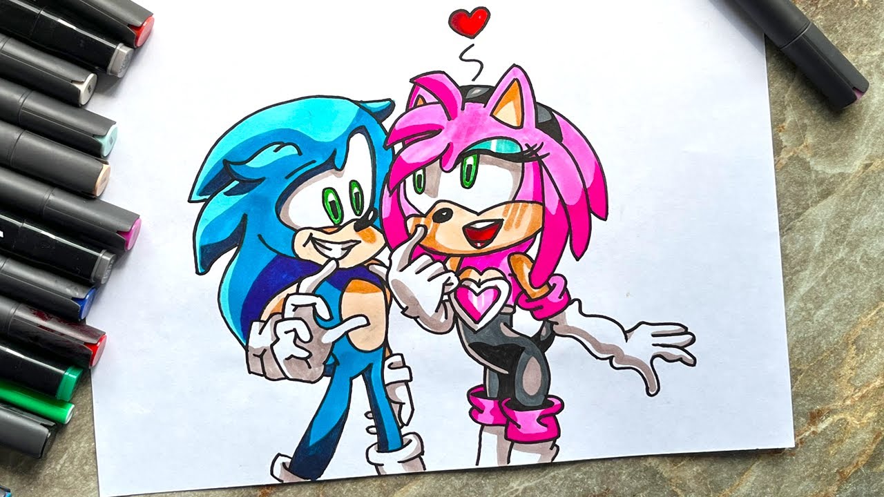 How to draw Amy Rose and Sonic? - YouTube