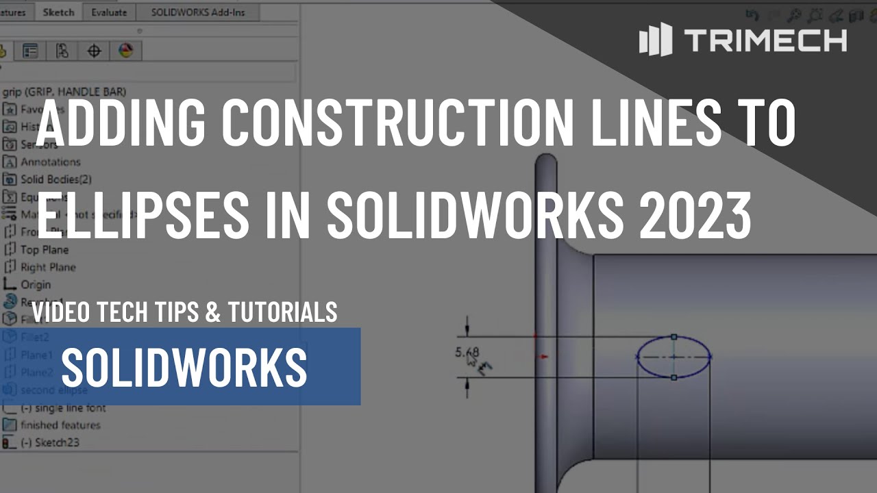 Adding Construction Lines to Ellipses in SOLIDWORKS 2023 - YouTube