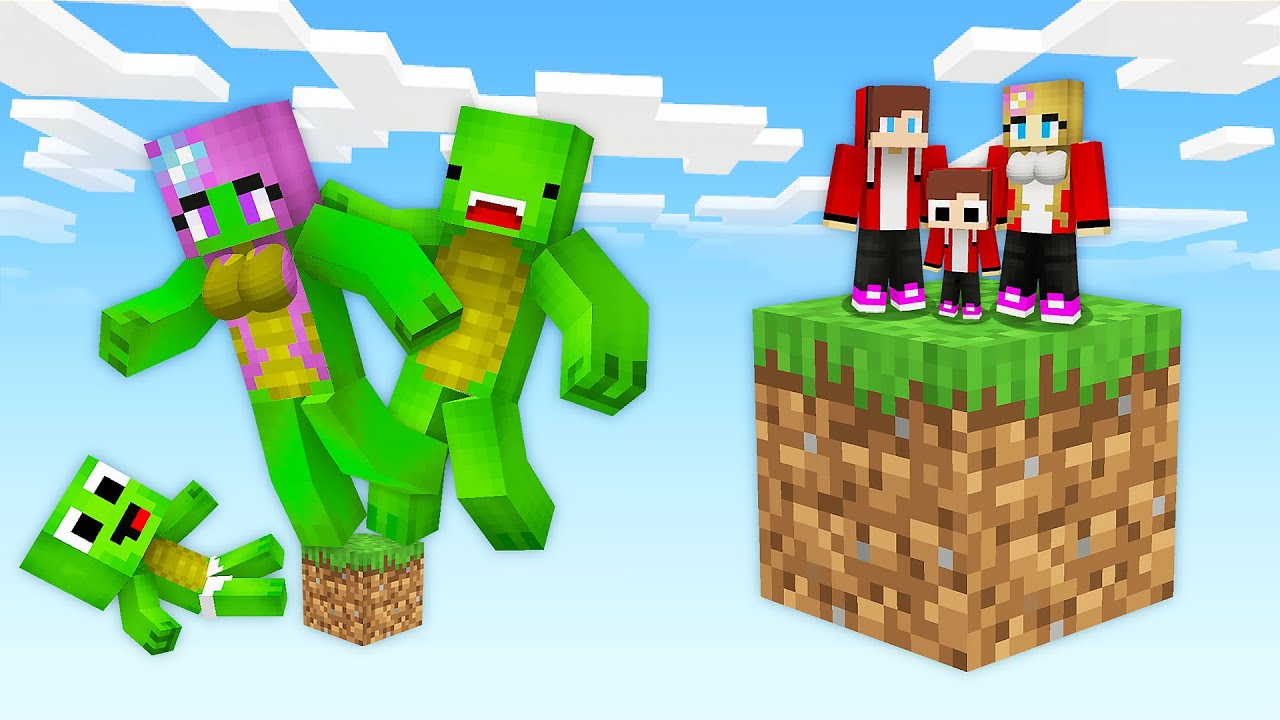 JJ Family GIANT vs Mikey Family TINY in One Block Survival Battle in Minecraft - Maizen - YouTube
