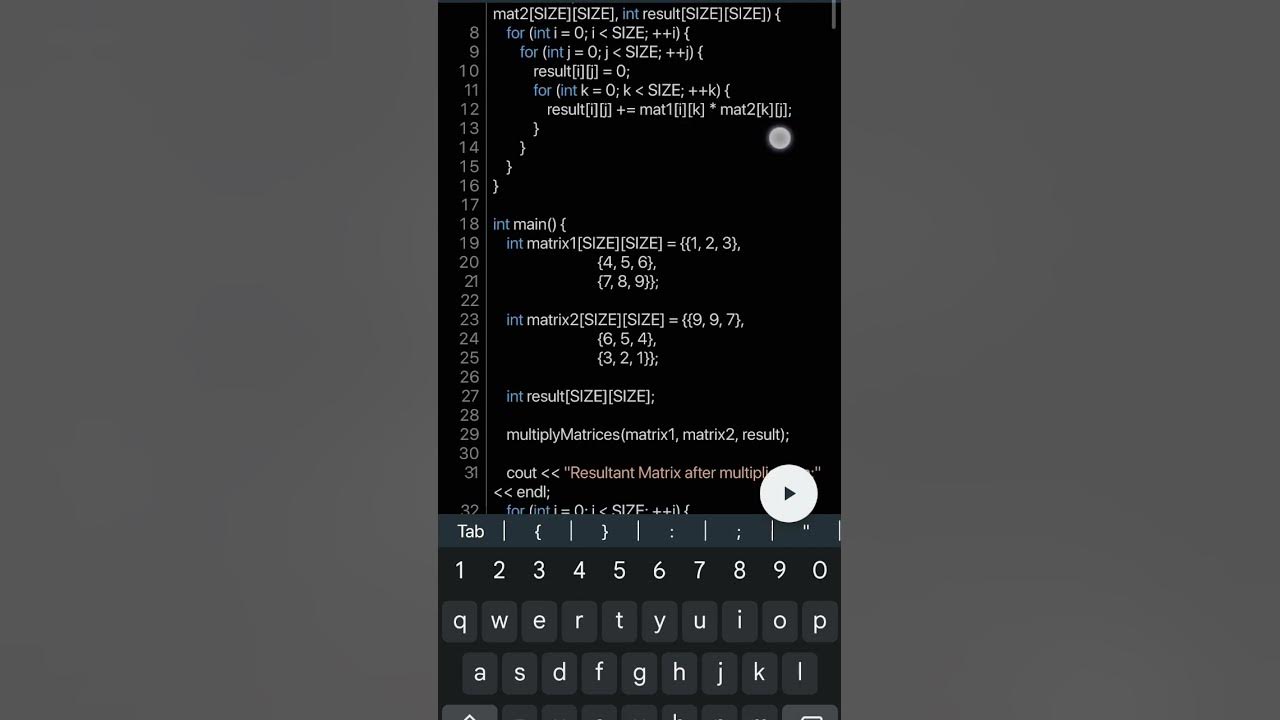 Write A Program In Cto Multiply Two 3×3 Matricescoding Cppcode Matrix Youtube