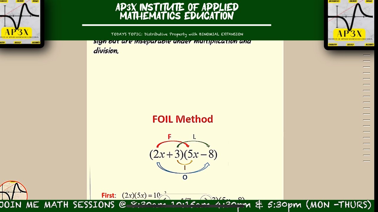 CSEC MATHEMATICS|Expanding and Simplifying the PRODUCT OF TWO BINOMIAL ...