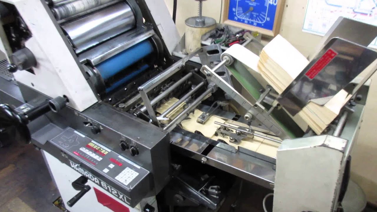 "Hamada" printing machine model 612XL with envelope feeder - YouTube