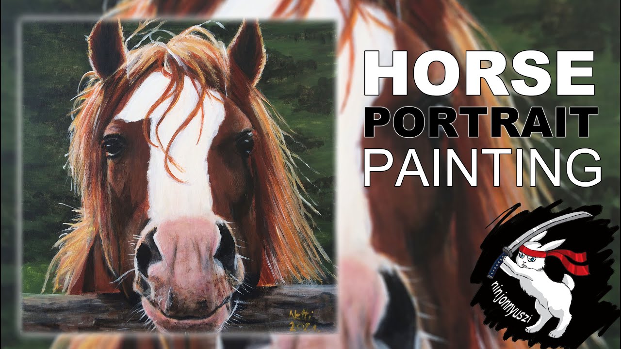 HORSE portrait 🐴 acrylic painting 🎨 by Ninjon-chan 🐇💙 (Long version ...