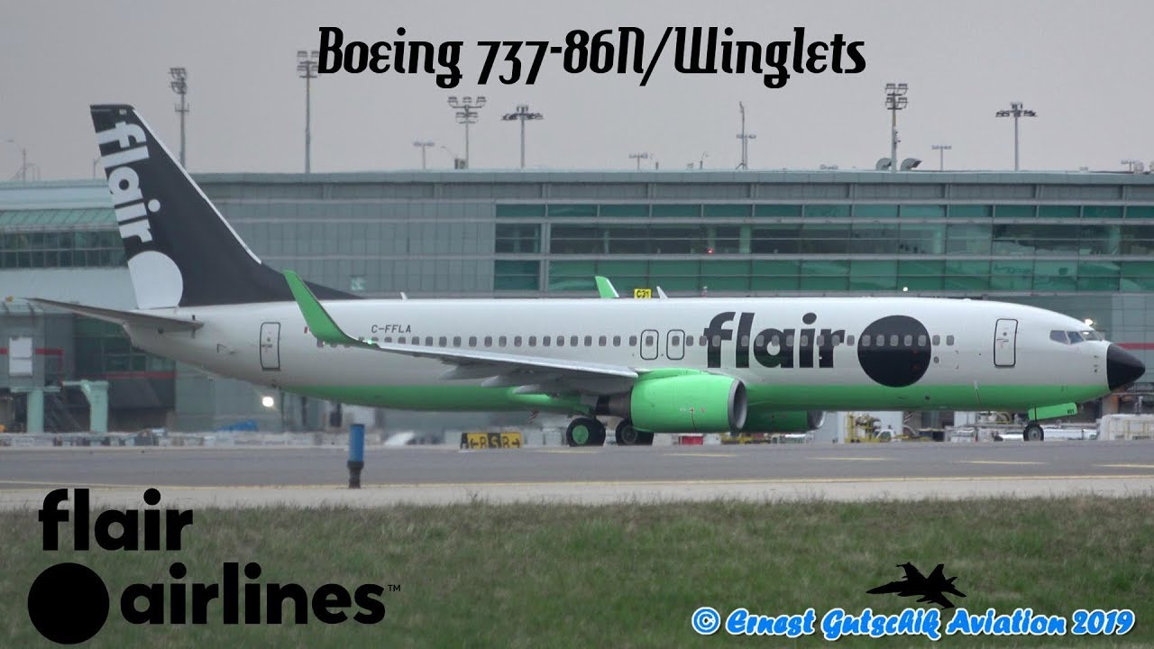 Flair Airlines New Livery Boeing 737-86N/Winglets Departure | Toronto ...