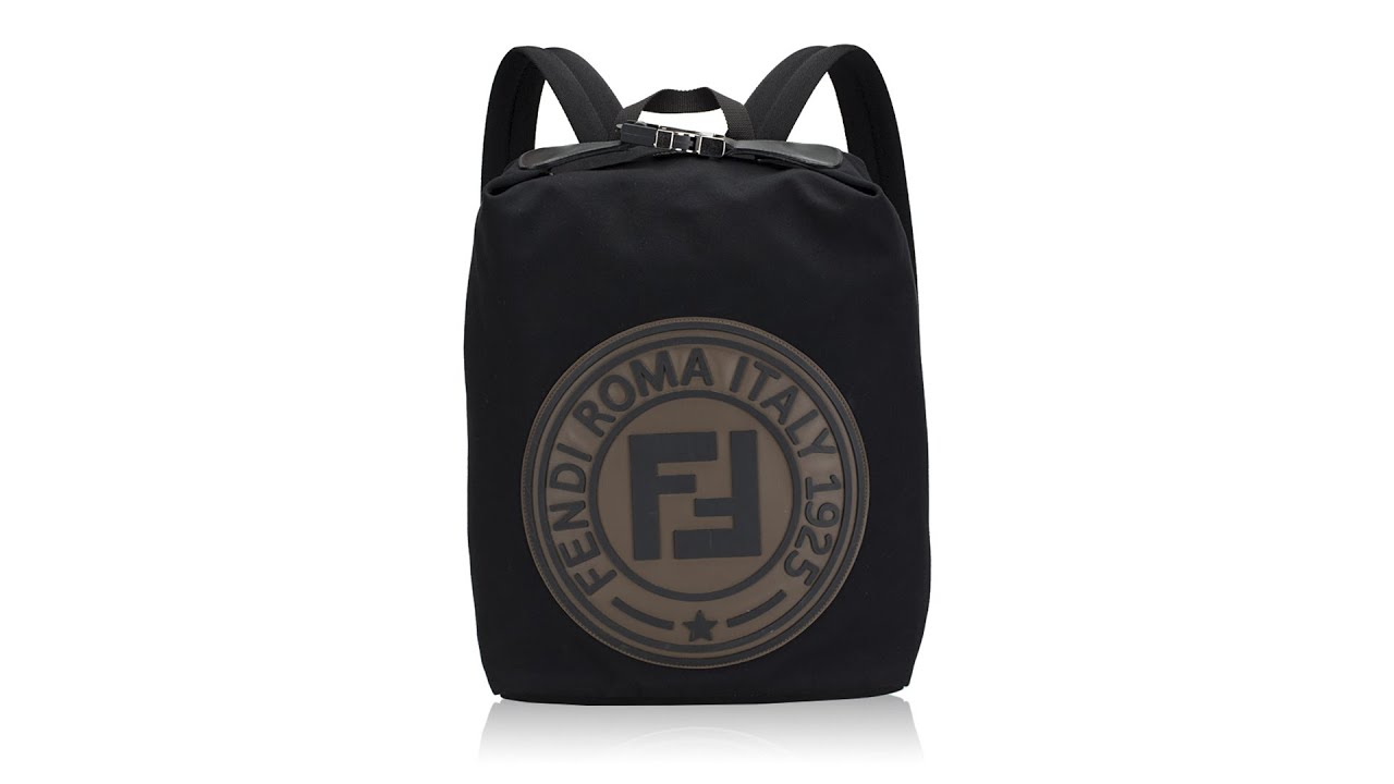 Fendi Canvas Stamp Patch Cross Strap Backpack Black - YouTube
