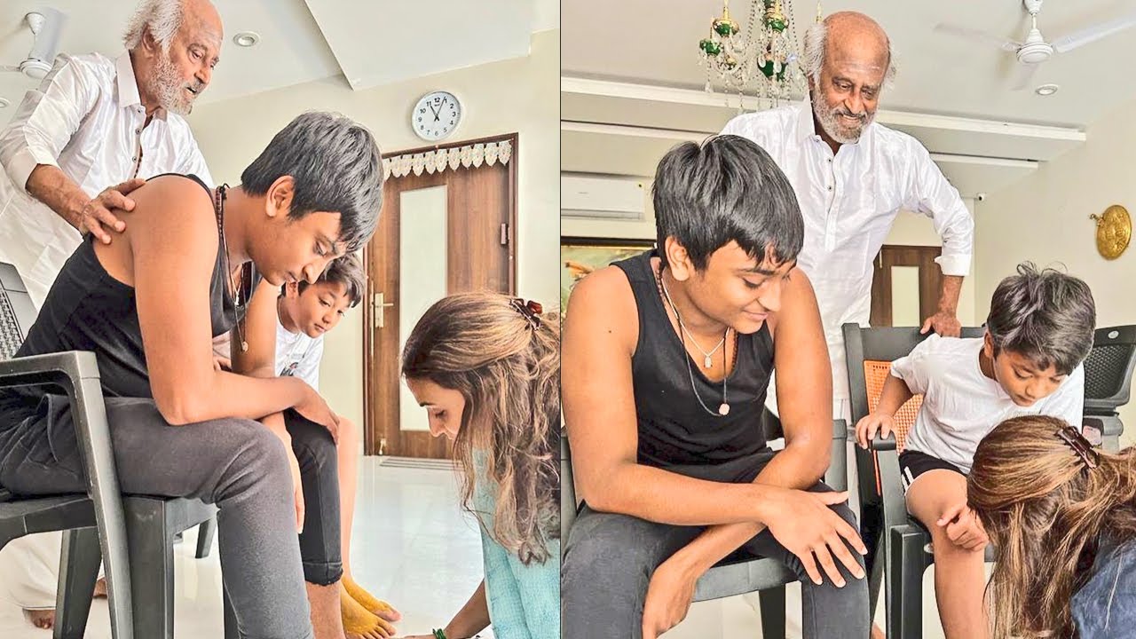 Rajinikanth Diwali celebration with his Grandson's Yatra&Linga-Diwali ...