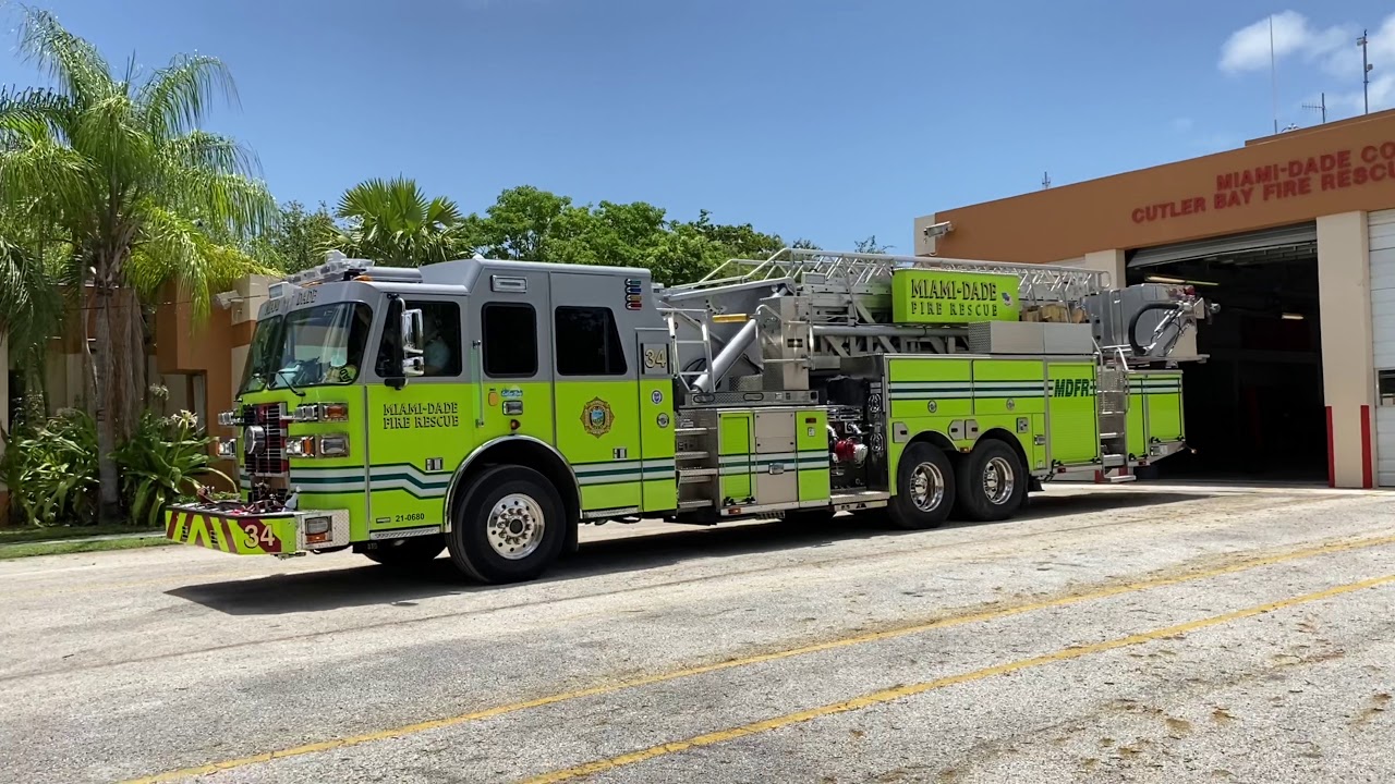 Miami Dade Fire Rescue - Station 34 BOTH trucks out! - YouTube