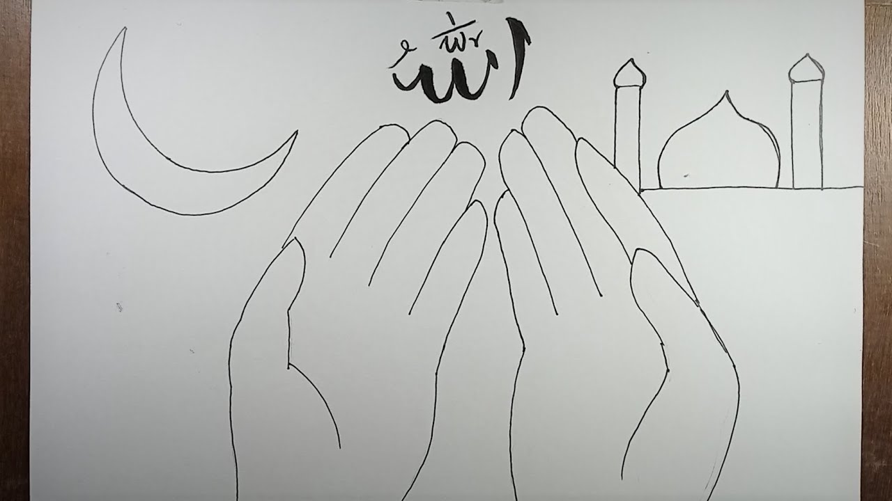 Drawing of Namaz with Allah | Very Easy Eid Al Fitr Drawing Tutorial ...