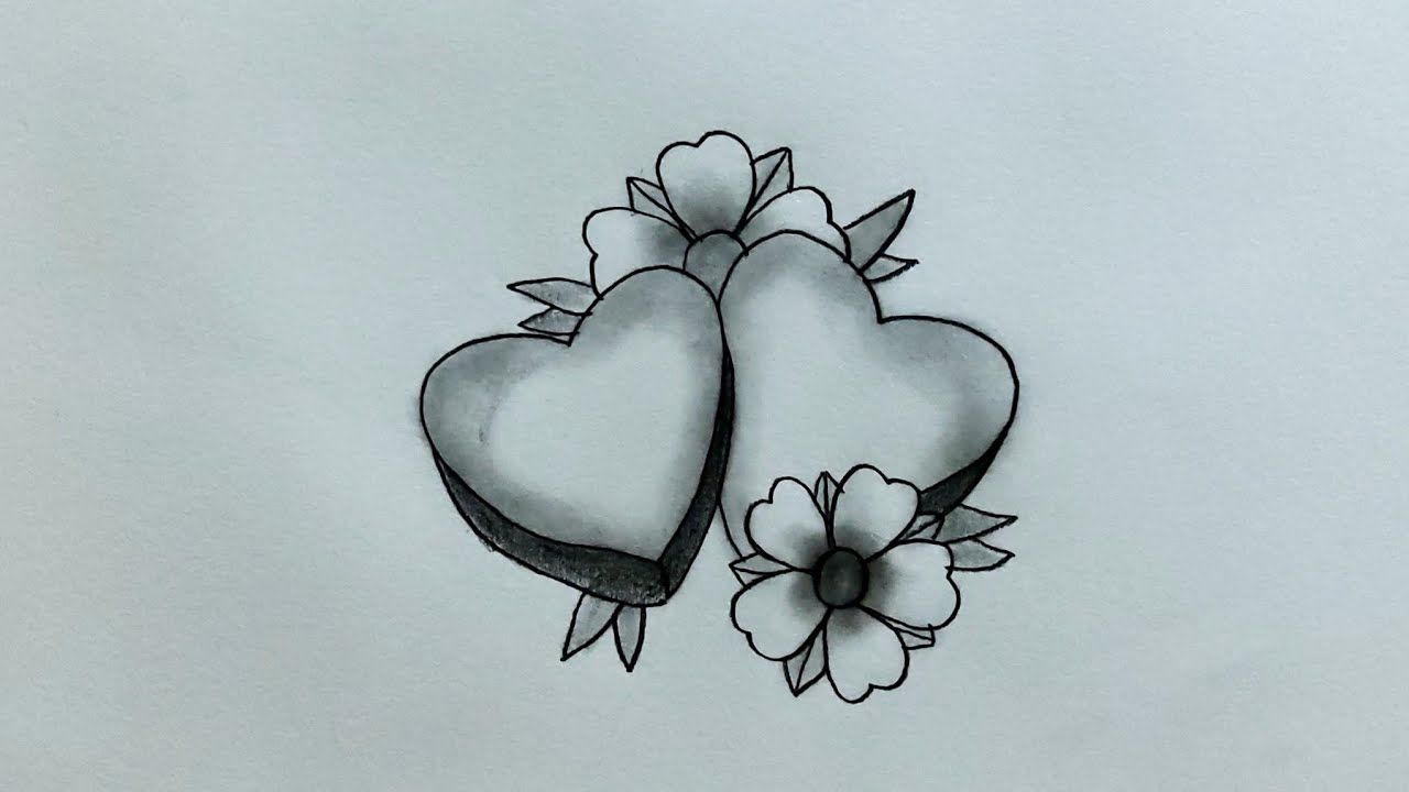 How to draw heart with flower || Easy heart with flower drawing ...