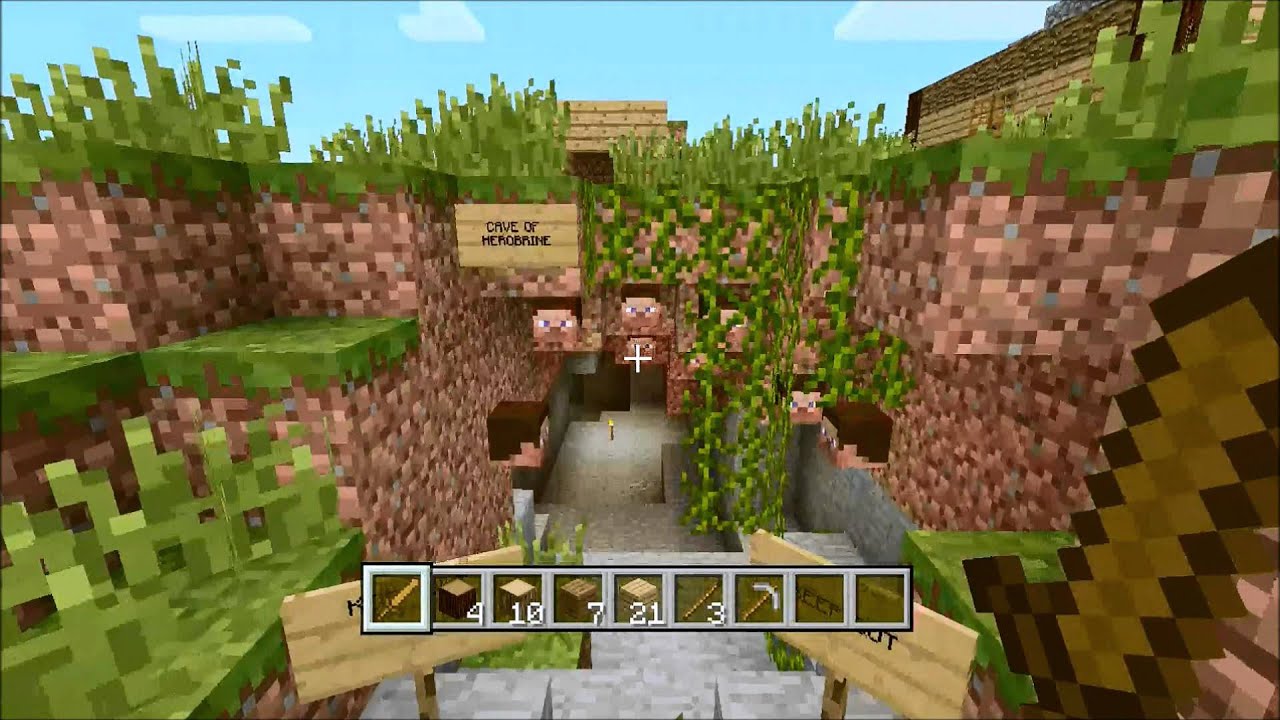 Minecraft Herobrine Cave Xbox 360 New World - YouTube