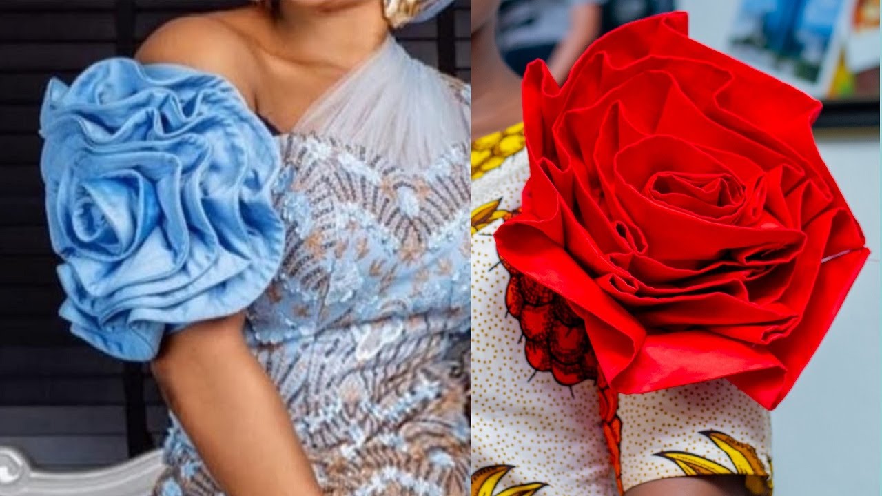 How to Make Trendy Flounce Ruffle Sleeve | Exaggerated Rose Flower ...