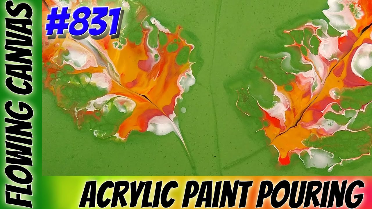 (831) Falling Leaves Acrylic Pour Fluid Art with my Airbrush - YouTube