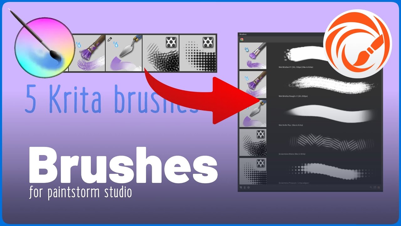 BRUSHES 🔹 PAINTSTORM STUDIO 🔹5 KRITA's BRUSHES - YouTube