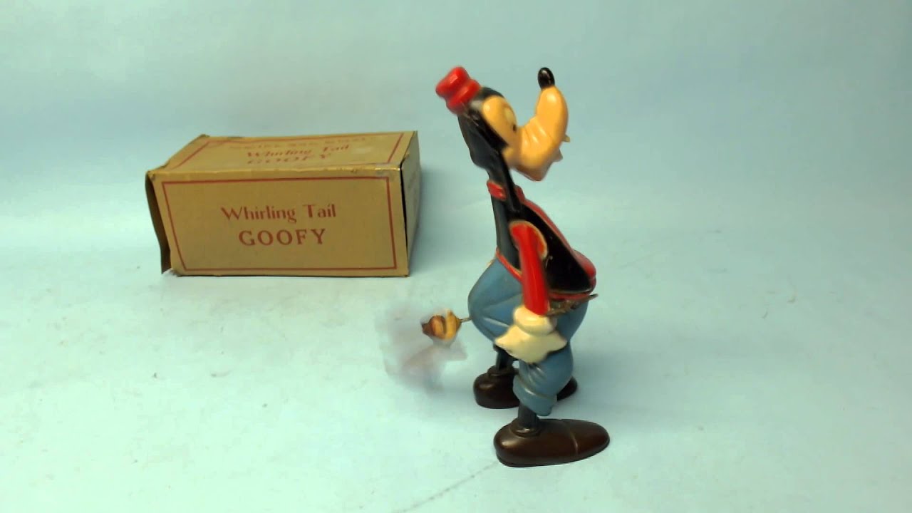 1950's MARX DISNEY WHIRLING TAIL GOOFY MECHANICAL WIND UP TOY & BOX ...