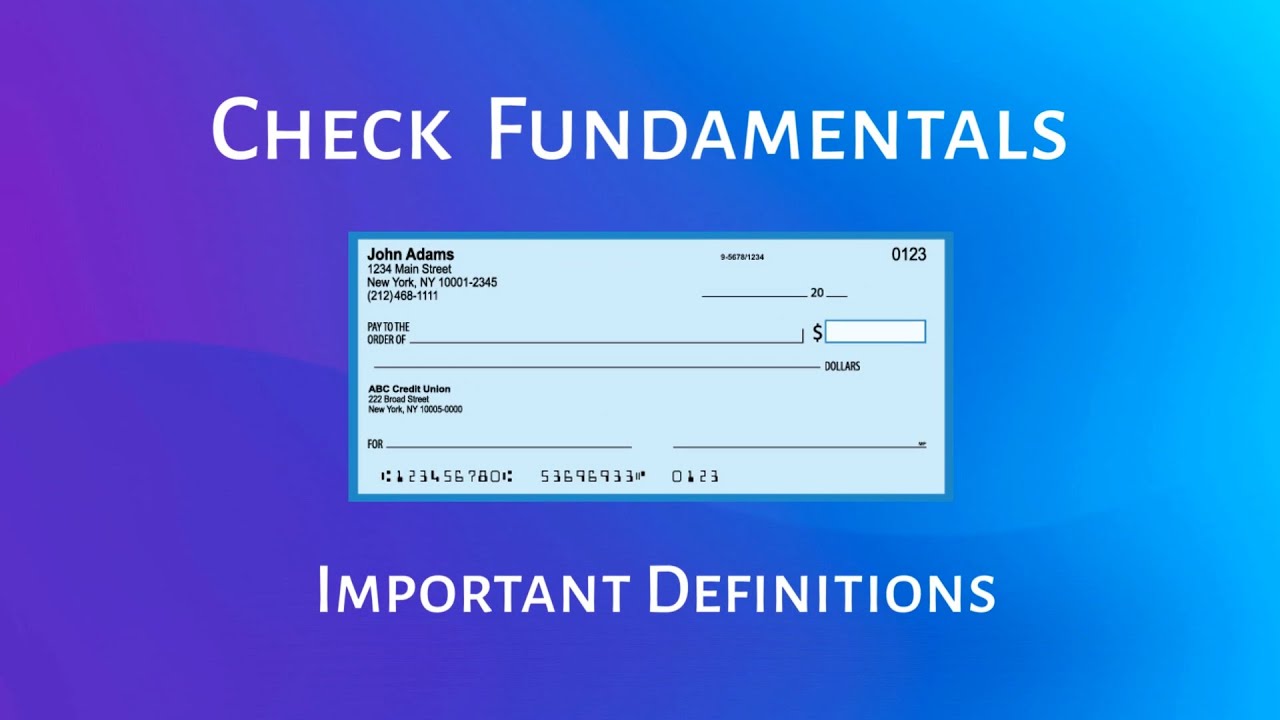 Check Fundamentals Series - Important Definitions - YouTube