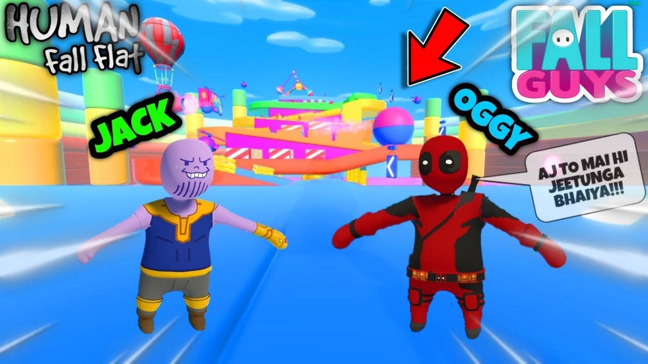 😂(FALL GUYS) OGGY BECAMES DEADPOOL & THANOS IN HUMAN FALL FLAT - YouTube